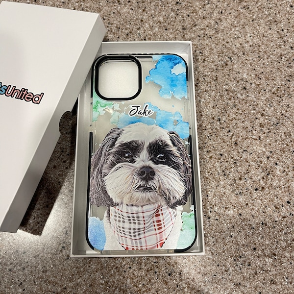 Custom Dog Phone Case, Custom Pet Illustrated Phone Case, Dog iPhone ...