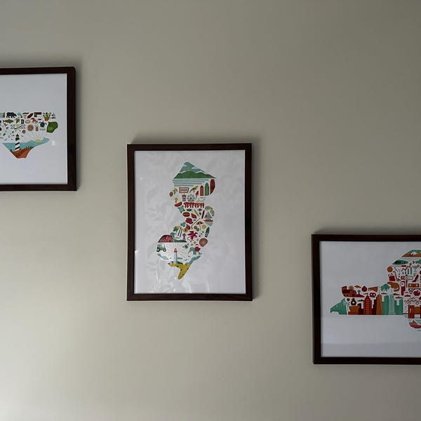 State Print Bundle, Set of Three Map Prints, Home State Wall Art Decor ...