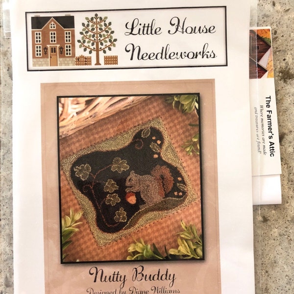 Punch Needle Pattern, Nutty Buddy, Squirrel, Fall Decor, Acorn, Country Decor, Punch Needle ...