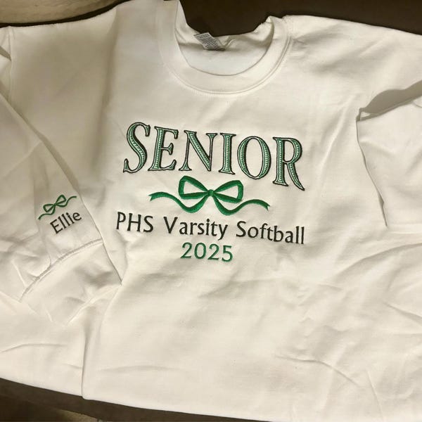 Embroidered Senior Sweatshirt, Coquette Bow, Senior Team Shirts ...