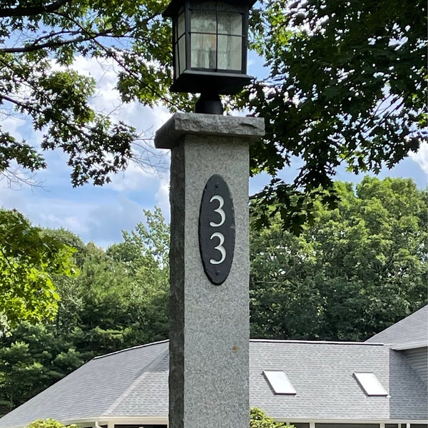 CARVED Slate Vertical Address Sign / Column Plaque / Oval Stone House ...