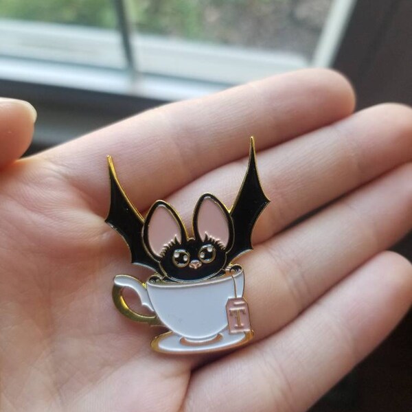 Bat + Tea Soft Enamel Pin! - Etsy