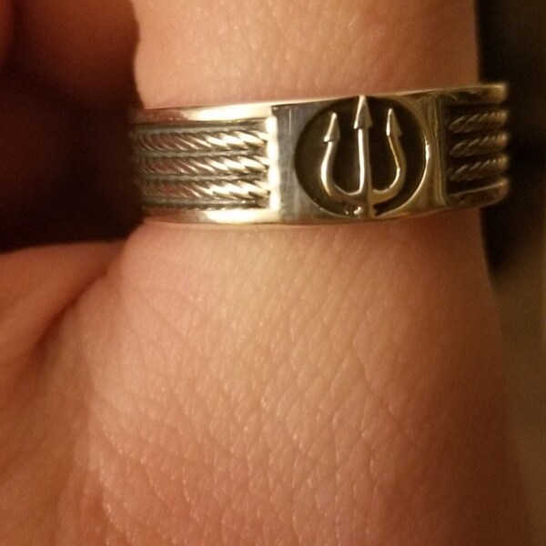 Poseidon Trident Seaman Ring, Sterling Silver Sailor Jewelry, Ring With ...