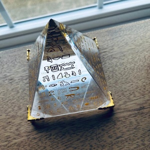 Golden Egyptian Hieroglyphics Crystal Pyramid Large - Etsy