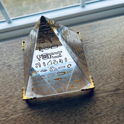 Golden Egyptian Hieroglyphics Crystal Pyramid Large - Etsy