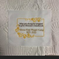 Custom Embroidered Feather Memory Quilt Label | Personalized Embroidered Feather Memory Quilt ...
