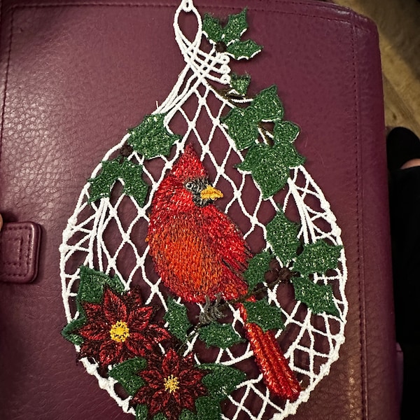 FSL Cardinal Machine Embroidery Freestanding Lace Christmas Bird Design ...