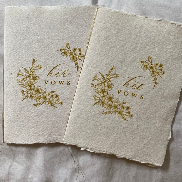 Vow Books, Handmade Paper Vow Book, His and Hers Vow Books, Wedding ...