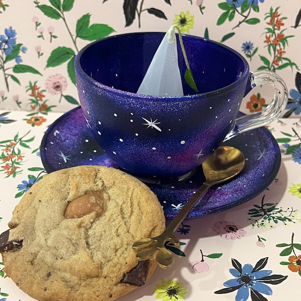 Galaxy Tea Cup and Saucer Set, Astrology Celestial Gift Starry Night ...