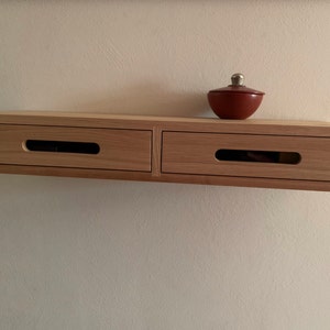 Floating Console Table With Drawer, Entryway Organizer Table, Solid Oak ...
