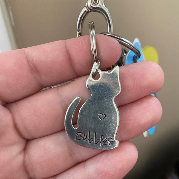 Cat Lover Keychain - Add Your Cats Name or a Small Wording - Cat Metal ...
