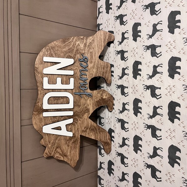 Custom Name Sign | Bear Name Sign | Baby Name Sign | Nursery Room Decor ...
