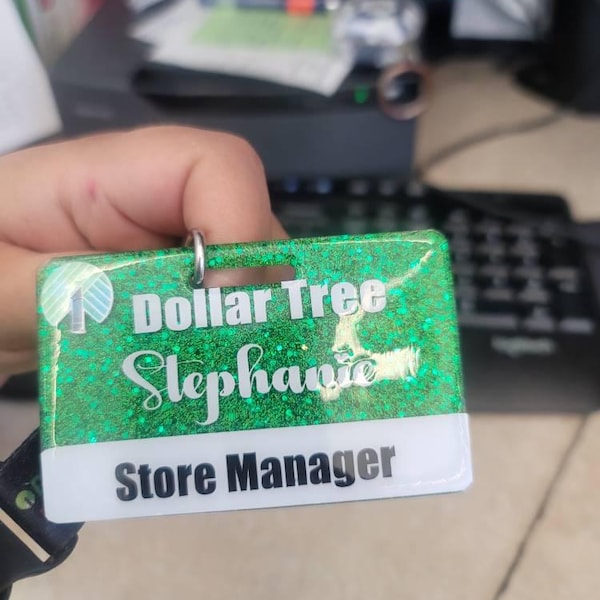 Glitter Dollar Tree Badge, Handmade Work ID - Etsy