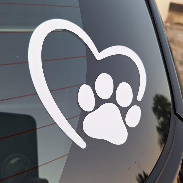 Heart Paw Print Decal - Dog Sticker - Cute Decal - Simple - Car Truck ...