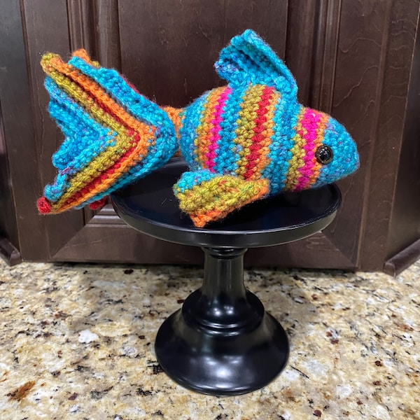 Crochet Angel Fish, Plush Beta Fish Toy, Amigurumi Fish Stuffed Animal ...