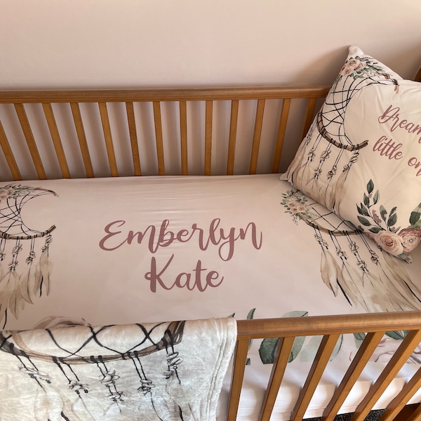 Boho Crib Bedding Set, Girl Crib Bedding, Dreamcatcher Crib Set, Dream ...
