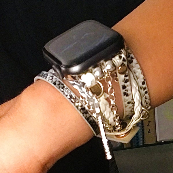 Silver White Boho Chic Apple Watch Band 38 40 41 42 44 45 49mm ...
