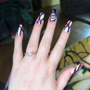 Terrifier Art the Clown Press on Nails (hand Painted and Reusable) - Etsy