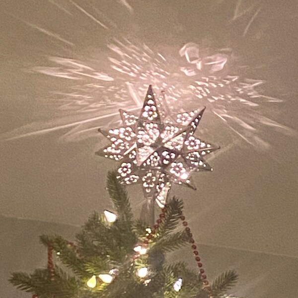 Tin Punched Handmade Star Tree Topper Handmade Brown With Clear Marbles ...