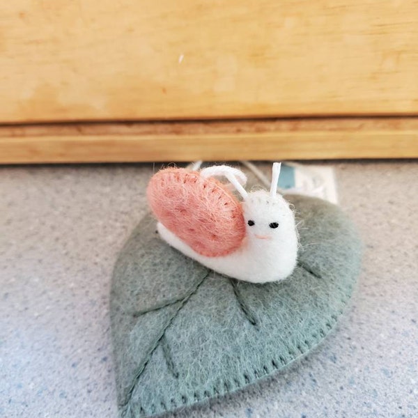 In the Garden Snail, Hand Felted Slug Ornament, Handmade Spring Charm ...