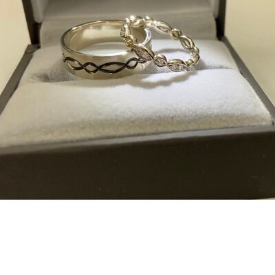 14K White Gold Celtic Wedding Rings Set With Diamonds 14k - Etsy