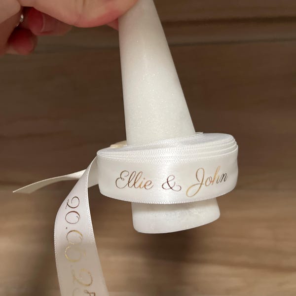 Wedding 15mm Personalised Printed Ribbon - Wedding Gift Wrap - Wedding ...