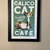 Calico Cat Lover Gift Idea Cat Art Print Kitchen Art Cafe Sign Mid ...