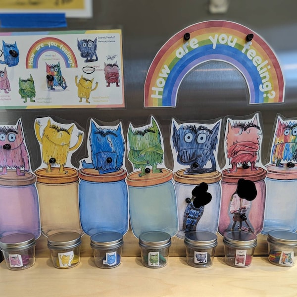 The Colour Monster Book Feelings Display With Words on Jars - Etsy UK