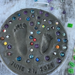 Outdoor Stepping Stone DIY Kit Garden Cement Handprint Stone Footprint ...