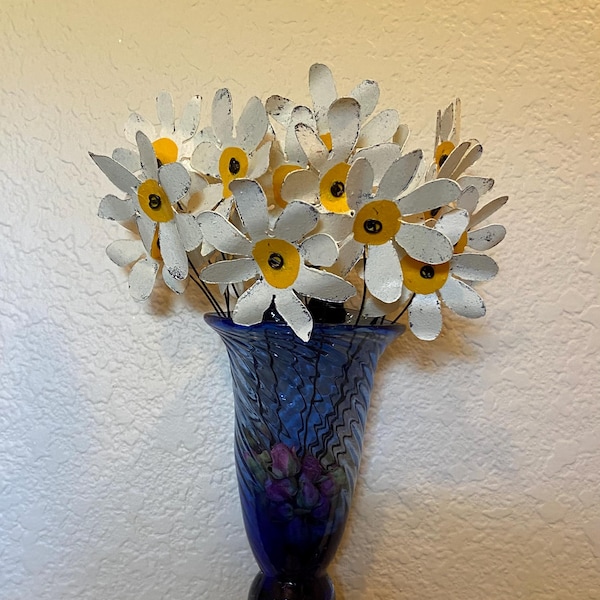 Daisy Flower Stem / Colorful Daisy Flower Stem / Vintage Metal Flower ...