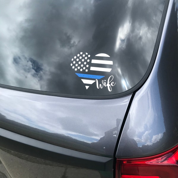 Thin Blue Line Flag Decal, Police Flag, Police Wife, Blue Lives Matter ...