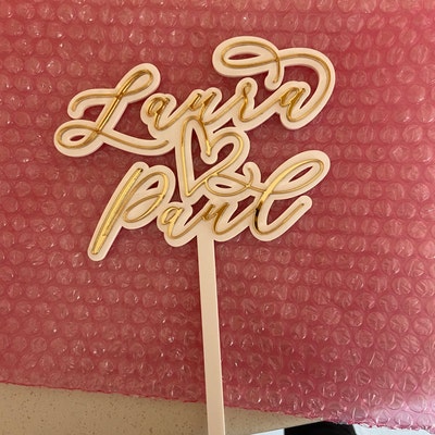 3D Heart Names Cake Topper, Wedding Cake Topper, Cake Topper, Wedding ...