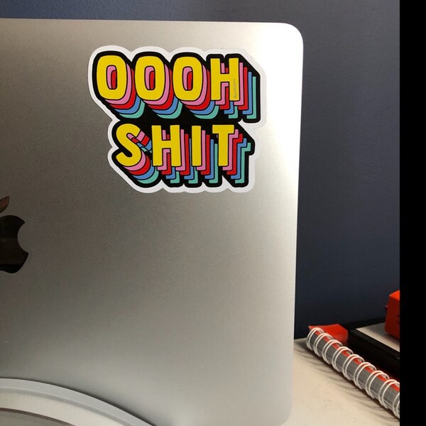Oooh Shit... Vinyl Sticker // Typography Laptop Sticker // Sweary ...