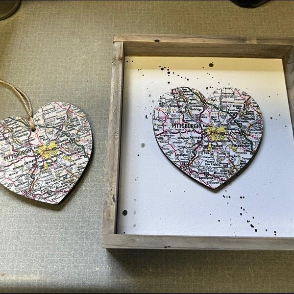 Pittsburgh Heart Sign, Heart Map Sign, Pittsburgh PA Sign, Pittsburgh ...