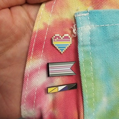 Demigirl Ribbon Pin Demigender Pride Button Deminonbinary Nonbinary ...