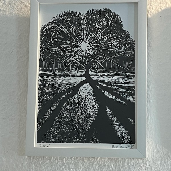 Southbank Sunburst/ Original Signed Lino Print/black and White/wall Art ...