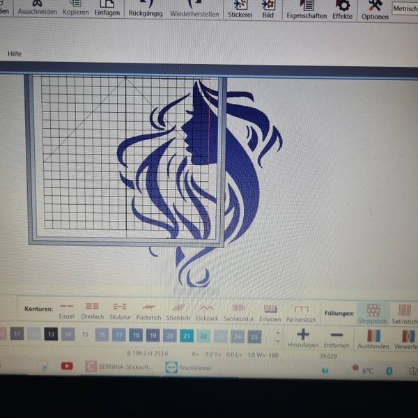 Girl Head Machine Embroidery Design, Female Person Lineart Embroidery ...