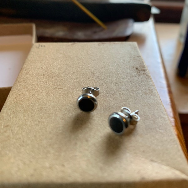 Ebony Wood Stud Earrings, Men's Stud Earrings, Wooden Stud Earrings ...
