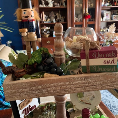 Wine Mini Wood Book Stack, Wine Themed Book Stack Tier Tray Decor ...