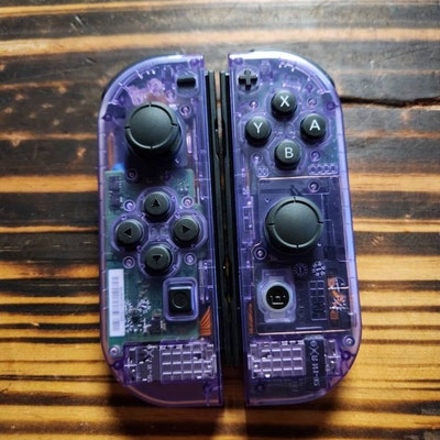 New Custom Nintendo Switch Clear Atomic Purple D-pad Joy-con Controller ...