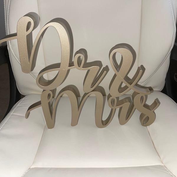 Dr and Mrs Sign, 5in. Vintage Script Sweetheart Table Decor, Wedding ...