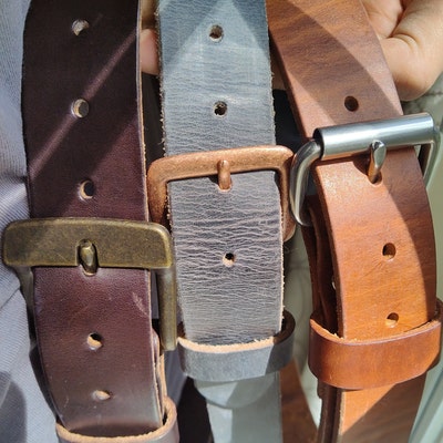 1 Inch Wide Leather Belt Full Grain Brown Leather Belt - Etsy