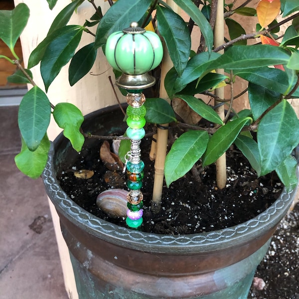 Zen Rock Glass Beaded Garden Stake, Jeweled Garden Stake, Garden Sun ...