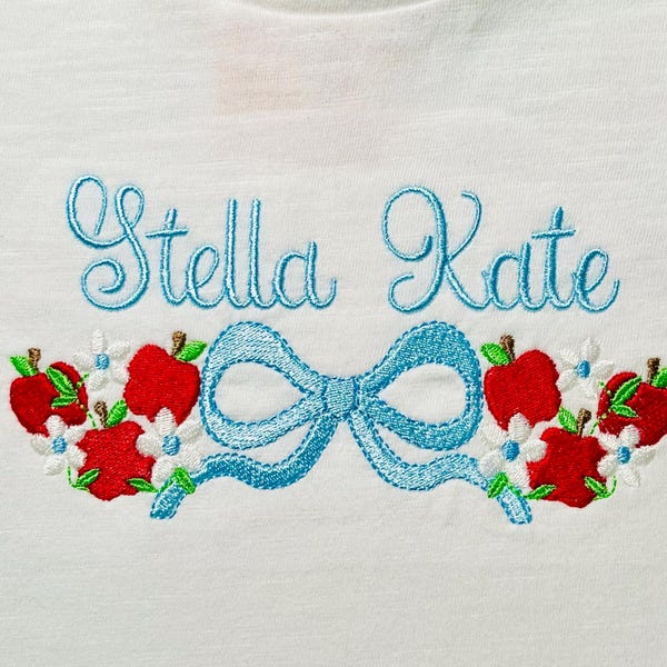 Floral Apple Frame Design, Apple Monogram Frame Embroidery File, Apple ...