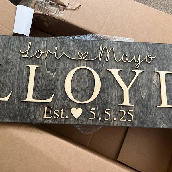 Custom Wooden Sign | Personalized Wedding Gift | Wedding Present | 3D ...