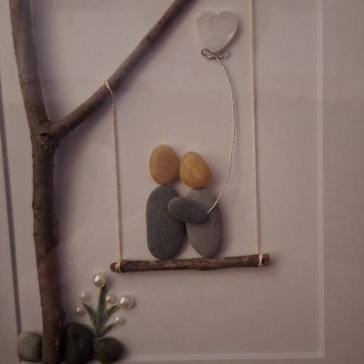 Fall Tree Pebble Art Picture Frame, Falling Leaves, Autumn Wall Hanging ...