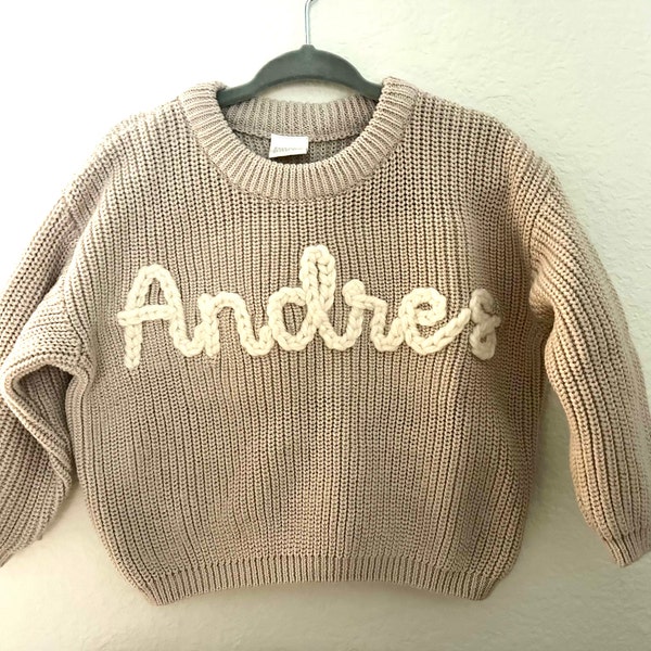 Personalized Oversized Name Kids Sweater /hand Embroidered Sweater - Etsy
