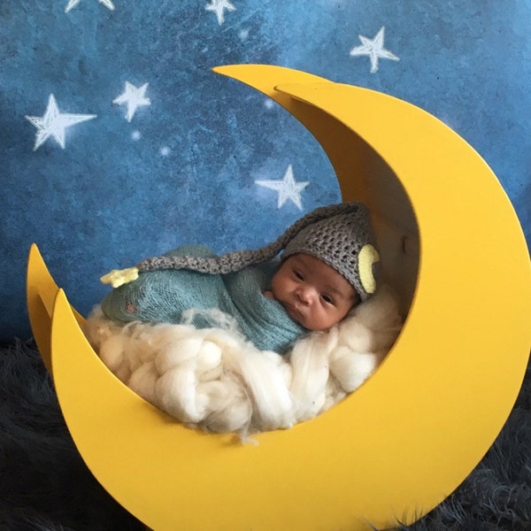 Baby Moon Hat, Newborn Photo Prop, Sleepy Time Hat, Moon and Star Hat ...