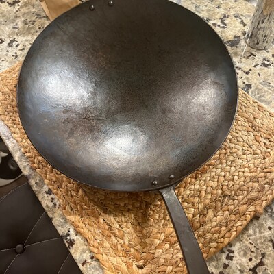 14 Carbon Steel Hand Forged Wok - Etsy