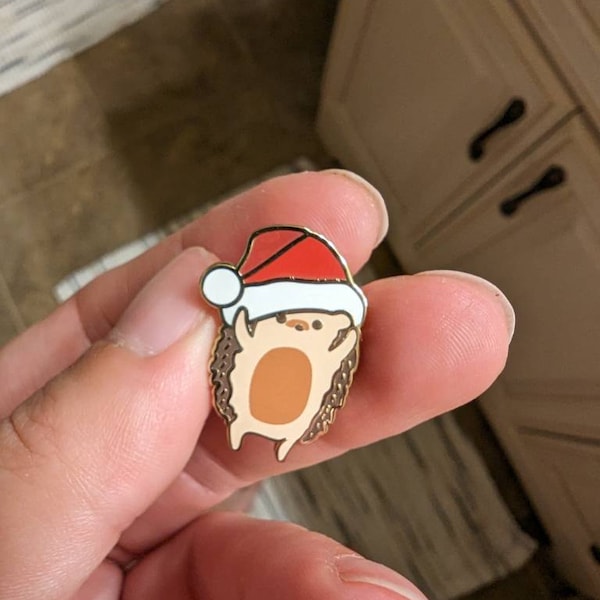 Hamilton the Hedgehog Enamel Pin | Cute Santa | Cute Kawaii Christmas ...
